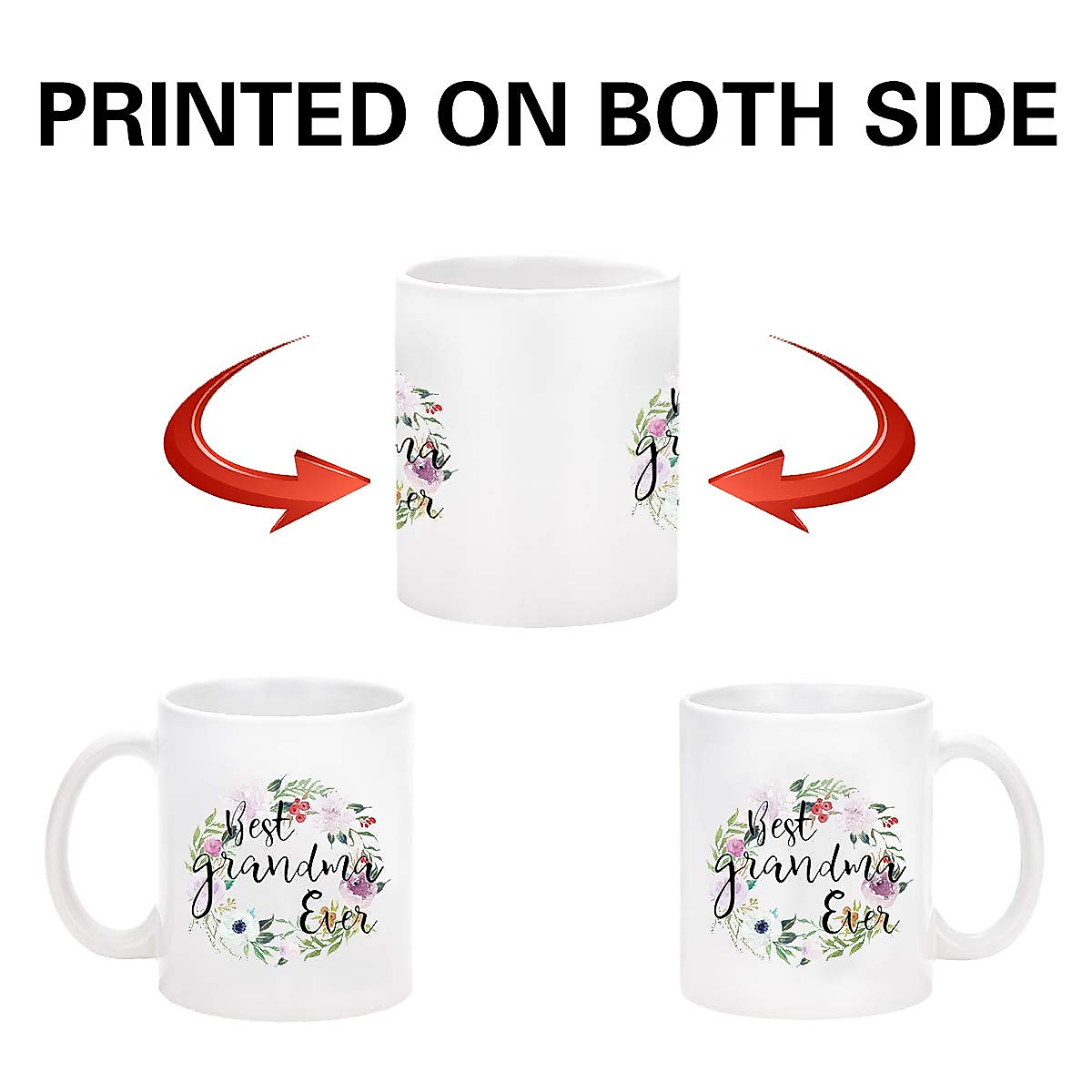 YHRJWN Best Grandma Ever Mug Best Grandma Gifts - Grandma Coffee Mug - Grandma Birthday Gifts from Granddaughter Grandchildren Grandson - Coffee Mug Gifts for Grandma 11Oz