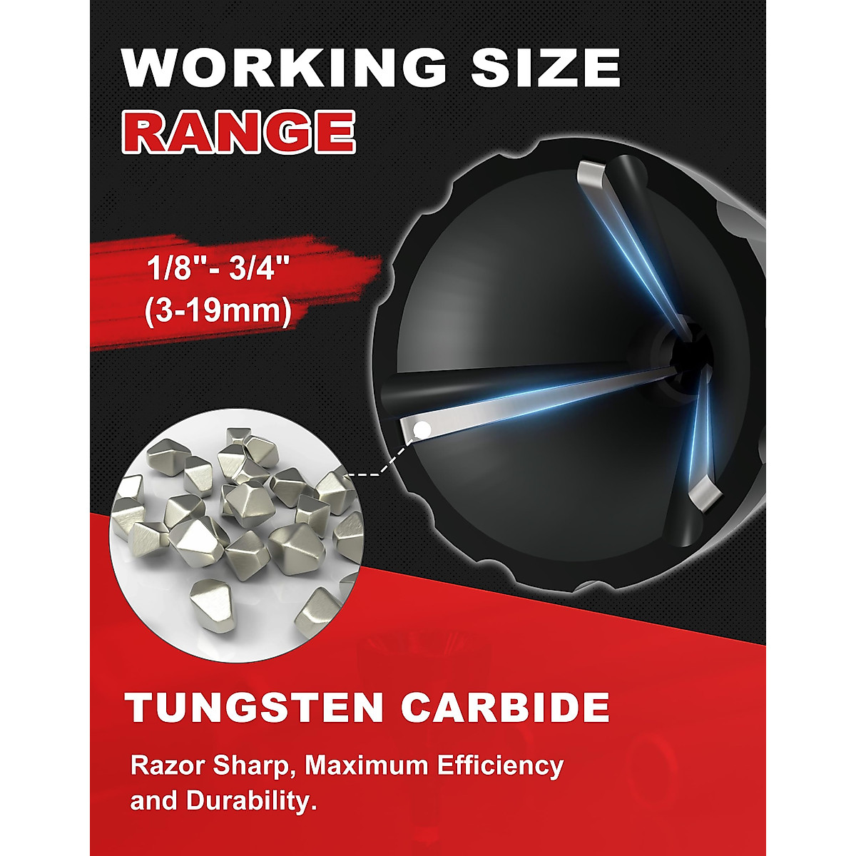 EZARC Tungsten Carbide Deburring Chamfer Tool, External Rotary Deburring 1/4 inch Hex Shank Remove Burr, Repair Tools for Damaged Metal Steel Screws, Bolts and Fasteners