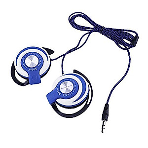 OCUhome Earbuds, Earbud Headphones with Microphone, Universal 3.5mm Plug Wired Clip On Ear Sports Earphone Heavy Bass Headphone Compatible with Various Mobile Phones Blue