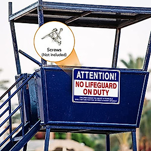 T&R No Lifeguard On Duty Sign, Pool Sign - 2 Pack - 14"x10" .040 Rust Free Heavy Aluminum, Reflective, Waterproof, Weatherproof and Fade Resistant, 4 pre-drilled holes, Easy to Mount