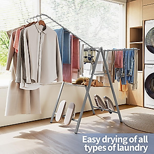 APEXCHASER Ultra Thin Drying Rack – Foldable Clothes Drying Rack with Enhanced Capacity - Convenient and Space-Saving, with Adjustable Wings.