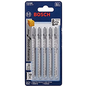 BOSCH T101BR 5-Piece 4 In. 10 TPI Reverse Pitch Clean for Wood T-Shank Jig Saw Blades