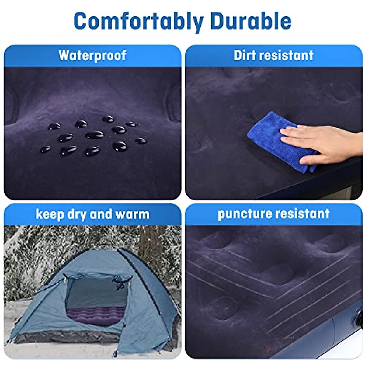 SIXAQUAE Twin Inflatable Air Mattress,9" Raised ,Comfort Flocked Portable Blow up Bed with Patch Kit and Hand Pump for Home Camping Travel