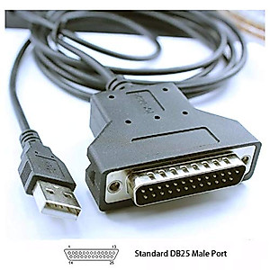 Usangreen Silabs CP2102 USB RS232 Serial Printer Adapter Cable to DB25 for Bar Code Printer Scanner (180CM)