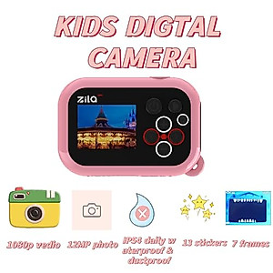 HD Kids Digital Camera,8 MP Photo and 1080P Video, 4X Zoom Waterproof and Dustproof Children's Digital Camera for Daily Use, Toys for Boys and Girls Over 3 Years Old.
