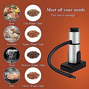 Beadseable Cocktail Smoker Kit Smoking Gun with 4 packs Chips Portable Food Cold Smokers Gun Whiskey Drink Smoker Infuser Kit Handheld Smoker for Steak/BBQ/whiskey/Salmon-Sliver