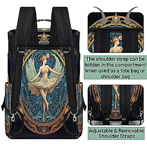 Ballet Logo Teal（01） Gym Duffle Bag for Traveling Sports Tote Gym Bag with Shoes Compartment Water-resistant Workout Bag Weekender Bag Backpack for Men Women