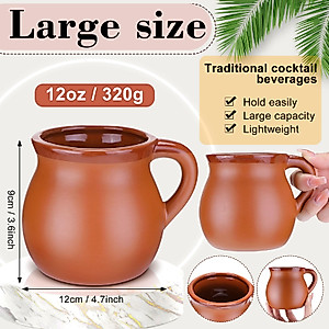 Gejoy Pack of 6 12 oz Cantaritos De Barro mexican clay mugs Clay Cups Artisan Made Coffee Mugs, Cocktail Glasses and Tea Cups for Tequila, Margaritas, Mojitos Cold Hot Drinks