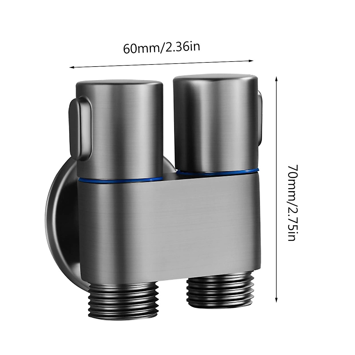 Nawwgy Brass 3-Way Filling Angle Wall Mount One Into Two Out Water Toilet Faucet Bidet Sprayer for Bathroom Accessories, Gray