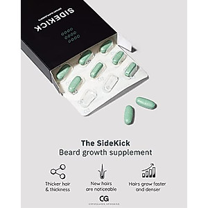 Copenhagen Grooming Sidekick (50 Days Supply) - Beard Growth Supplements - Beard Growth Pills w/Biotin - Vitamin Tablets for Facial Hair Growth for Men - Hair & Beard Vitamins Growth