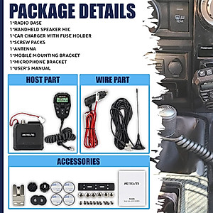 Retevis RA86 GMRS Mobile Radio, 20 Watt GMRS Radio with Antenna, NOAA 30 Channel GMRS Repeater, Easy to Install with Full Hardware, Mobile GMRS Two Way Radio, for Offroad Jeep