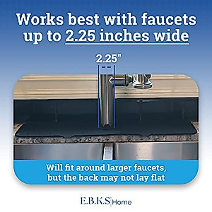 Extra Long (24 inch) Silicone Kitchen Sink Splash Guard , EBKS Home XL Black Faucet Splash Guard , Splash Guard for Sink Keeps Countertops Clean and Dry , Sink Splash Guard Behind Faucet