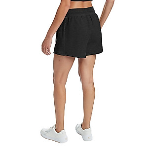 Champion Reverse Weave Fleece-Drawstring, Women’s Shorts, 3', Black C-Patch Logo, XX-Large