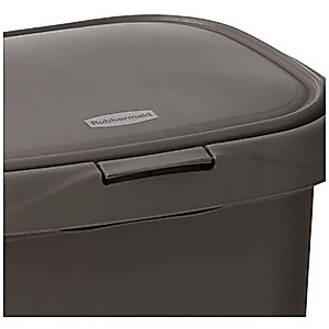 Rubbermaid Spring Top Kitchen Bathroom Trash Can with Lid, 13 Gallon Gray Plastic Garbage Bin, 49.2-liter