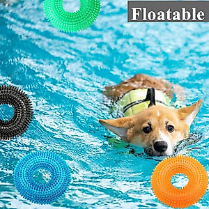 ADUCK Dog Squeaky Chew Toys for Aggressive Chewers Dental Teething Cleaning (Non-Toxic Soft Natural Rubber), Cute Crystal Ring Design -4.92 inches (Black)