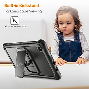 Fintie Case for for Alcatel Joy Tab 2 Tablet 8-inch 2020 Release (Model: 9032Z) - [Built-in Kickstand] Anti Slip Kids Friendly Shockproof Silicone Protective Cover (Black)