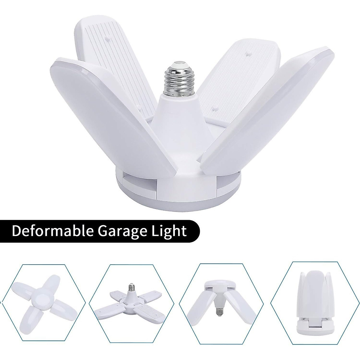 HCDIM Garage Light 60W Tribright LED Garage Lights 6000LM E26 Deformable Garage Lights 6500K LED Triple Glow LED Light Trilight Flexled Garage Ceiling Lights Shop Lights for Garage, Workshop
