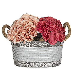 The Lucky Clover Trading Jillian Oblong Galvanized Metal Container with Rope Handles 12in