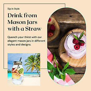 JARMING COLLECTIONS Home Glass Cups – Mason Jar Drinking Glasses - Mason Jar Cup - Glass Cup With Lids And Straws - 32oz Iced Coffee Cup – Glass Tumbler With Straw And Lid - Ice Coffee Cup (Set of 2)