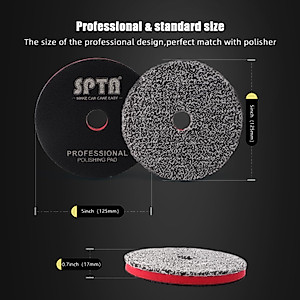 SPTA 5"(125MM) Microfiber Cutting Pads, 3PCS Soft Microfiber Wax Removal Pad, Detailing Wax Applicator Pad, for Waxing and Polishing&Scratch and Vortex Removal Pad, Ultrafine Fiber Pad