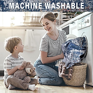 8x10 Area Rugs for Living Room: Large Machine Washable Area Rug with Non Slip Backing Non Shedding Abstract Stain Resistant Carpet for Bedroom Dining Room Nursery Home Office - Blue