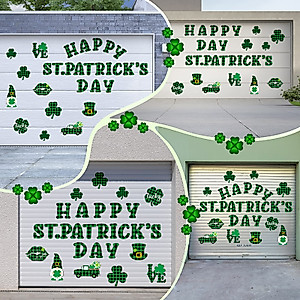 30 Pcs St Patrick's Day Garage Door Decoration Refrigerator Car Magnets Sticker Magnetic Garage Door Magnets Holiday Magnets Plaid Shamrock Magnets for Anniversary Wedding Decor Party Supplies