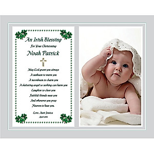 Christening Gifts Baby Keepsake for Boy or Girl, 8x10 Inch Irish Blessing Personalized Print