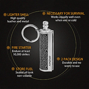 AIKENR Permanent Match, Keychain Flint Metal Matchstick Fire Starter, Waterproof Emergency Flint Fire Starter for Outdoor Camping Survival,Great Gift
