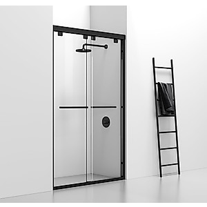 Elegant Kitchen and Bath SD303-4876MBK Semi-Frameless Shower Door 48 x 76 Matte Black