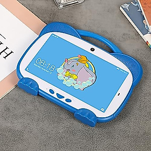 fannay Kids Tablet, US Plug 100‑240V 5500mAh Support WiFi 4GB & 32GB HD 1080P Dual Camera 7 Inch Quad Core Kids Tablet for Android (Blue)