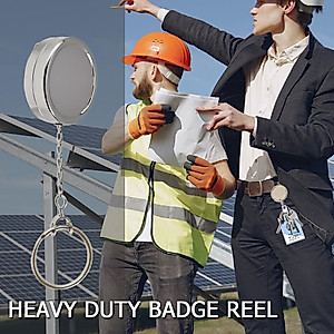 Badge Reels Retractable 2Pack Heavy Duty Badge Reel with Metal Chain, WENSUNNIE Metal ID Nurse Badge Reel Retractable Card Holder Keychain with Clip for Nurse Accessories for Work