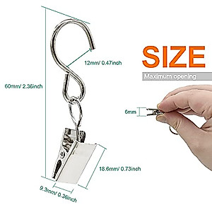 Renashed 50 Pack Curtain Clip String Hanger Outdoor Indoor Photo Hook Stainless Steel Hook Silver (Silver)