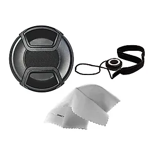 Digital Nc Canon EF-S 18-200mm f/3.5-5.6 is USM Lens Cap Center Pinch (72mm) + Lens Cap Holder + Nwv Direct Microfiber Cleaning Cloth.