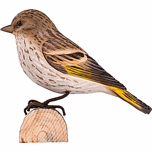 WILDLIFEGARDEN Wildlife Garden Pine Siskin DecoBird, Artisanal Hand-Carved Wood Replica, Ornithologist Approved Life-Like Figurine Designed in Sweden
