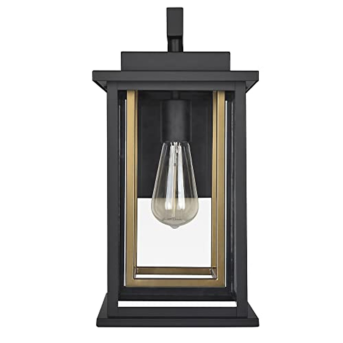 Design House 588707-BGD Hayward Modern Classic 1-Light Indoor/Outdoor Dimmable Wall Light with Open Bottom Black and Gold Frame, Black and GOL