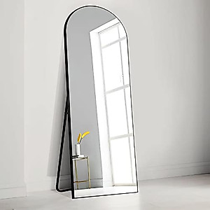 Natsukage Arched Floor Mirror Full Length Mirror Large Long Arched Mirror Wall Mounted Mirror Full Body Dressing Mirror for Bathroom/Bedroom/Living Room Polystyrene Frame(Arched Black, 65" x 22")