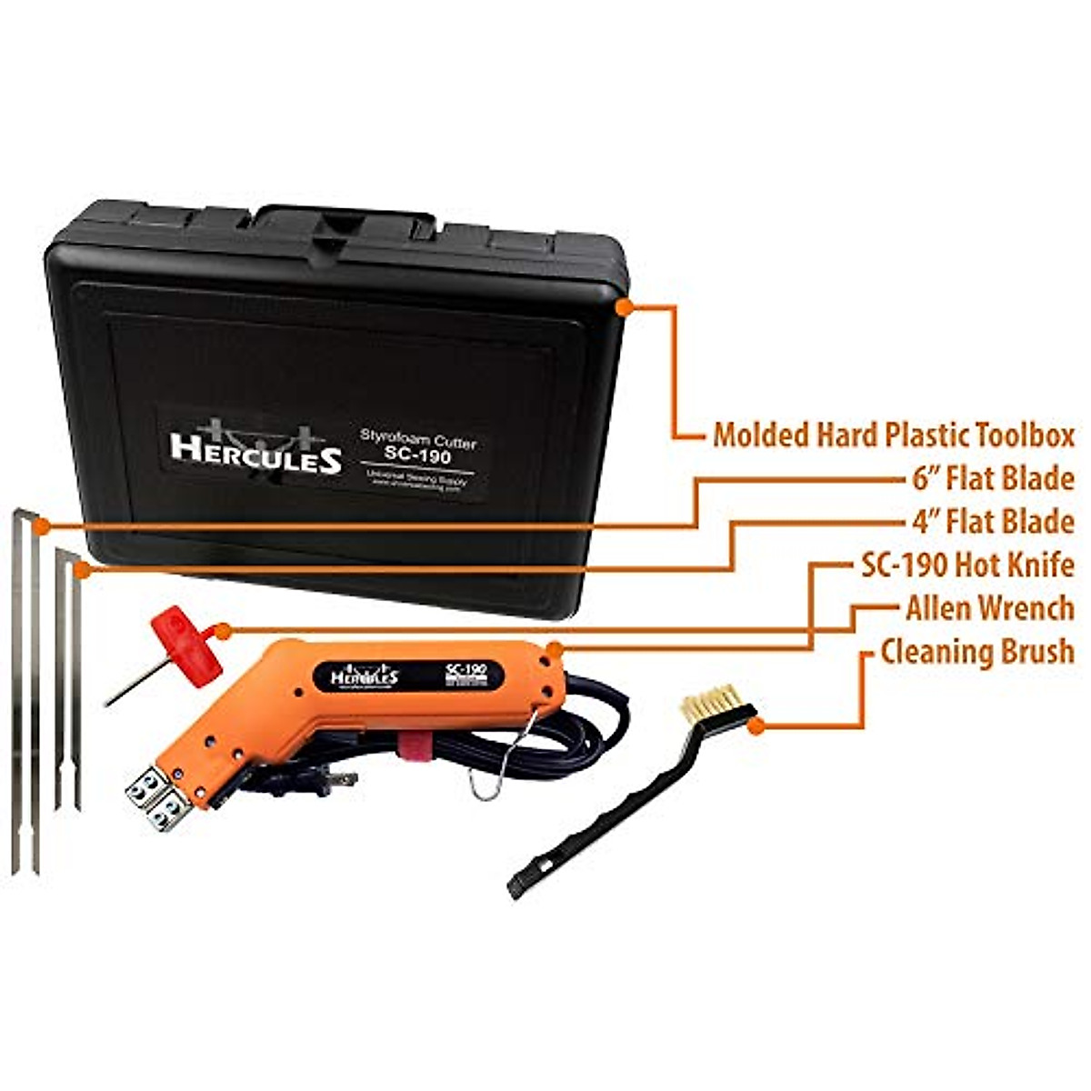 Hercules Handheld Electric Styrofoam Hot Knife and Accessories SC-190 Cutter Kit