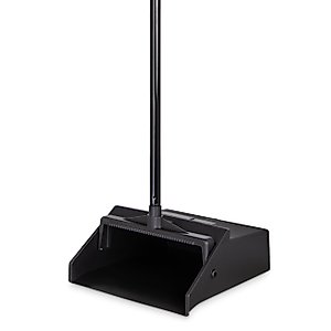Carlisle FoodService Products Duo-Pan Upright Dust Pan with Serrated Yoke for Home, Restaurants, Kitchen, Lobby, And Office, Plastic, 30 Inches, Black