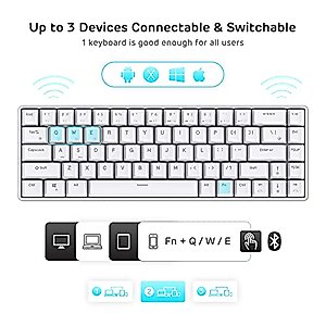 RK ROYAL KLUDGE RK68 Wireless Hot Swappable 65% Mechanical Keyboard, 68 Keys Compact BT5.0 Gaming Keyboard with Stand-Alone Arrow/Control Keys, Quiet Red Switch