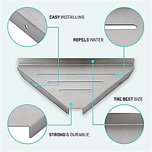 Corner Shower Caddy Organizer for Bathroom |2 Pack Stainless Steel Modern High End Corner Design | Wall Mountable Shower Organizer and Easy to Install | Holder Rack Shelf no Pole (Brush Nickel)