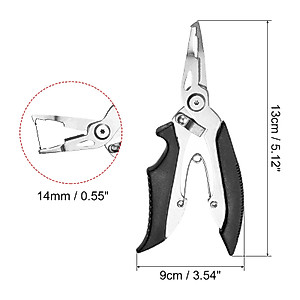 PATIKIL 5.1x3.5 Fishing Pliers, Stainless Steel Hook Remover Fishing Lines Cutter Tool with Sheath for Fishing, Black