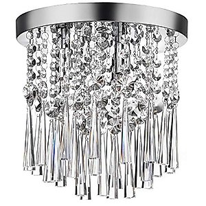 Dainolite JOS-10-3-FH-PC Josephine Crystal Flush Mount Fixture, 3-Light, Polished Chrome