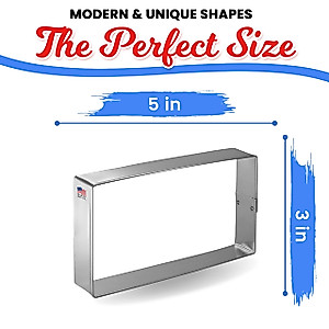 Foose Brand Rectangle Cookie Cutter 3 in by 5 in, Tin Plate Steel, USA Made