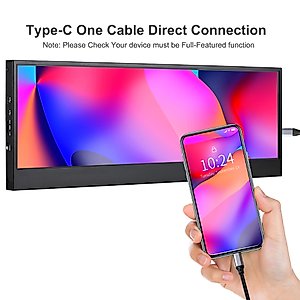 wisecoco 14'' 4K UHD IPS 3840x1100 Stretched Bar Touch Screen Display Monitor for Laptop Computer PC Speed Temperature Windows Aida64 CPU GPU HDMI Secondary Monitor for Music Media Timeline Editing