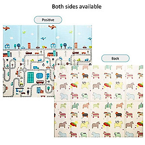 Foam Crawling Mat Baby Folding Play Mat Kids Reversible Extra Large Non Toxic Waterproof Infants Rug Toddler for Picnic Outdoor Playroom