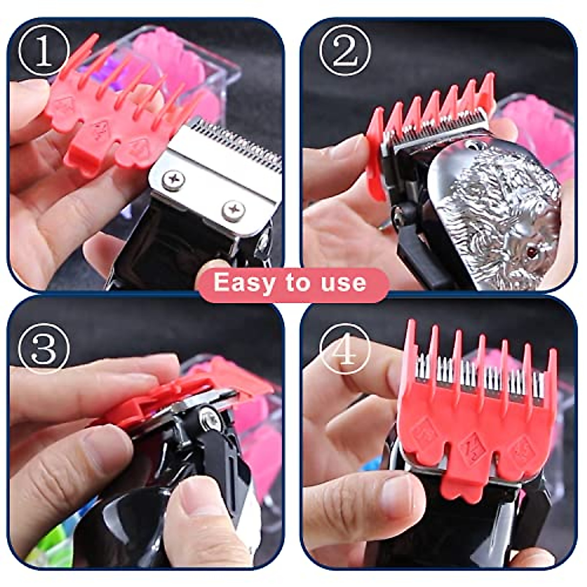 10 Color Professional Hair Clipper Coded Cutting Guards Guides/Combs- 1/16” to 1” -Compatible with Most Size Wahl Clippers