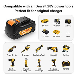 20v Max Battery Replacement for Dewalt 20V 6.0Ah Battery 2Pack with DCB112 Battery Charger Station for DCB201 DCB204 DCB205 DCB206 DCB120