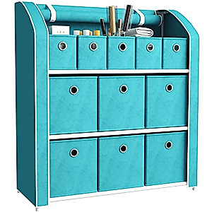 HOMEFORT 11 Drawer Dresser Chests of Drawers Toy Clothes Organizer Fabric Storage Cube Bins with Sturdy Metal Shelf for Bedroom Living Room