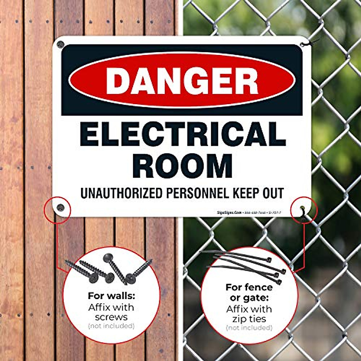 Electrical Room Sign, 10x7 Inches, Rust Free .040 Aluminum, Fade Resistant, Made in USA by Sigo Signs