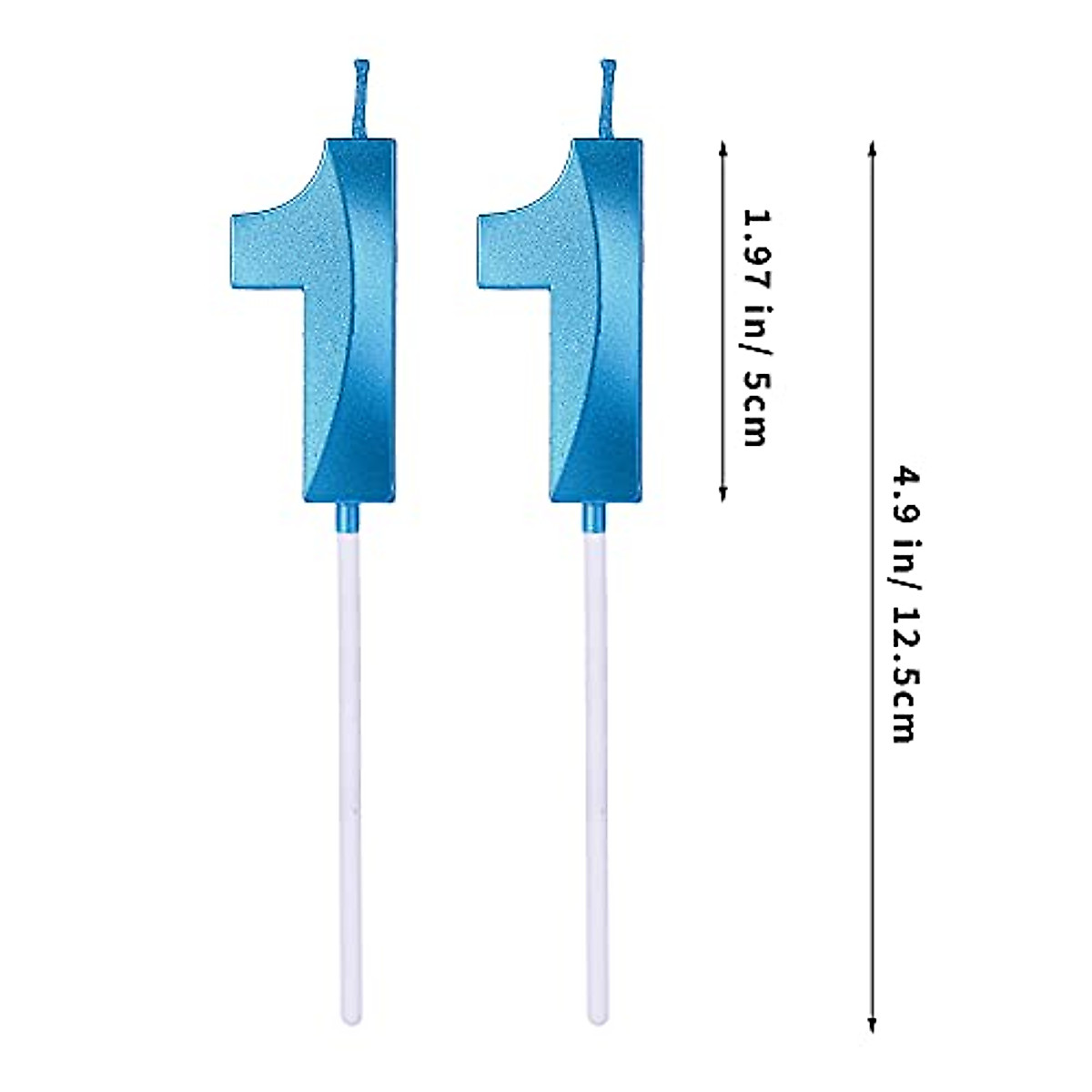 Blue 11th & 1st Birthday Candles for Cakes, Number 11 Glitter Candle Cake Topper for Party Anniversary Wedding Celebration Decoration